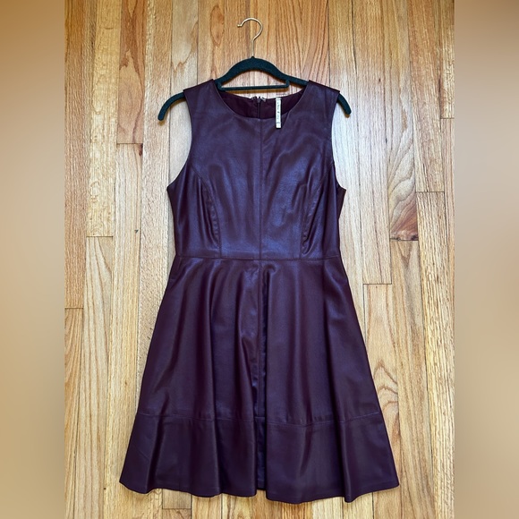 Willow & Clay | Dresses | Willow Clay Maroon Faux Leather Dress With ...